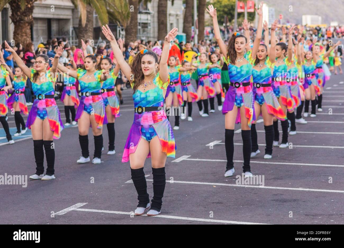 Tenerife, Spain - 09-02-2016: Tenerife Carnival - Colorful dancers ...