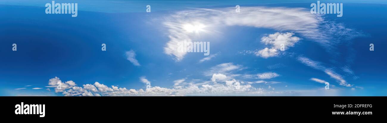 Seamless panorama of sky with light clouds in spherical equirectangular ...