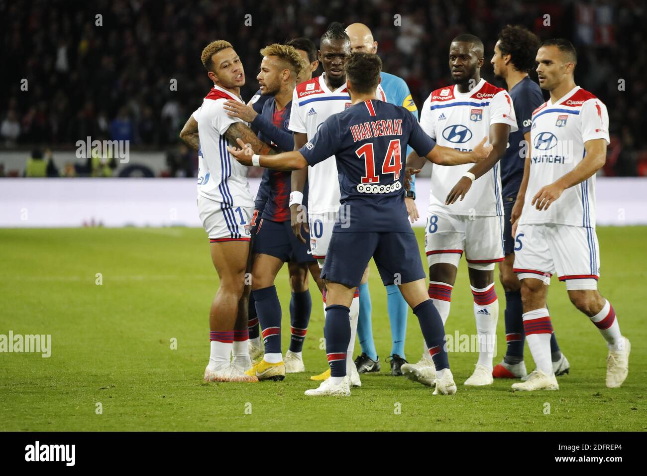 Fight during the Ligue 1 Paris St-Germain (PSG) v Olympique Lyonnais ...
