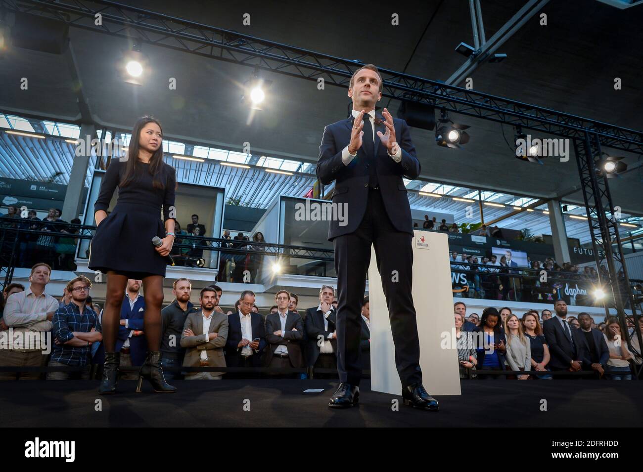 French President Emmanuel Macron and CEO of Mission French Tech Kat ...