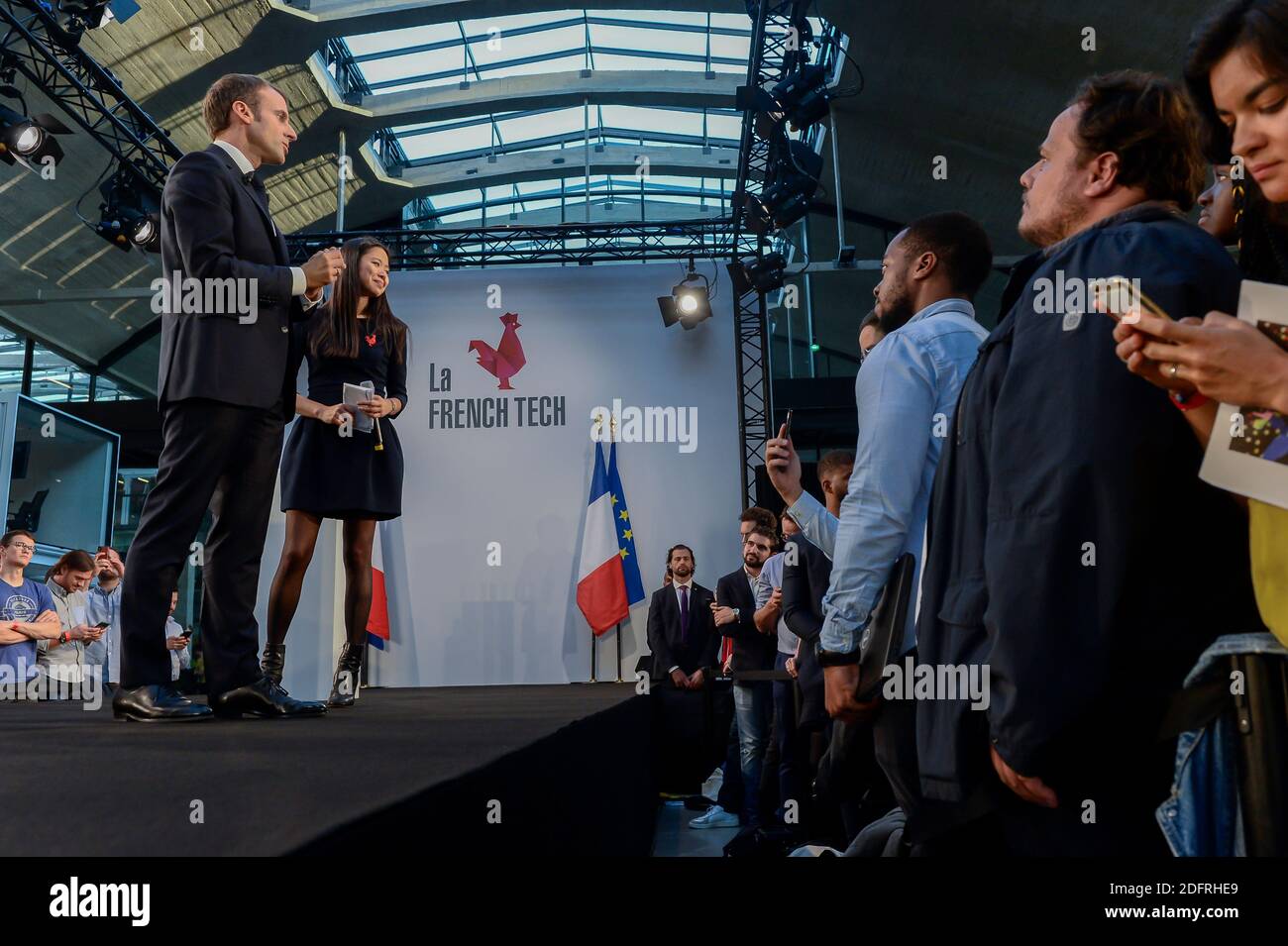 French President Emmanuel Macron and CEO of Mission French Tech Kat ...