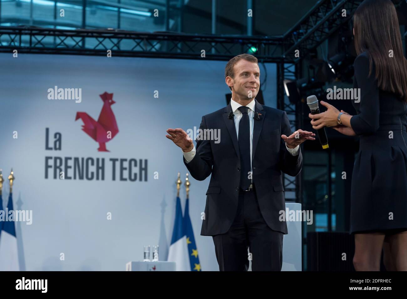 French President Emmanuel Macron and CEO of Mission French Tech Kat ...