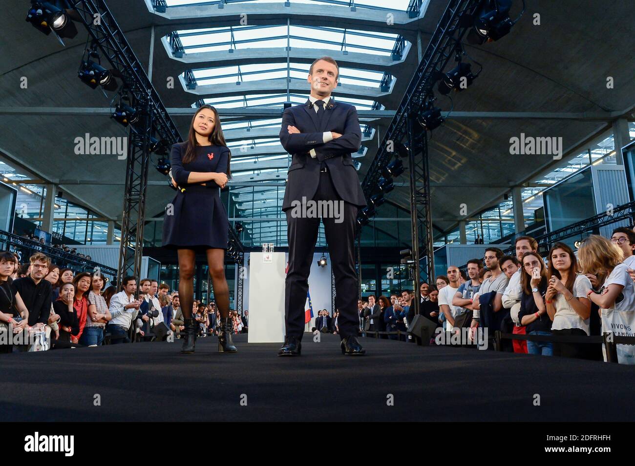 French President Emmanuel Macron and CEO of Mission French Tech Kat ...
