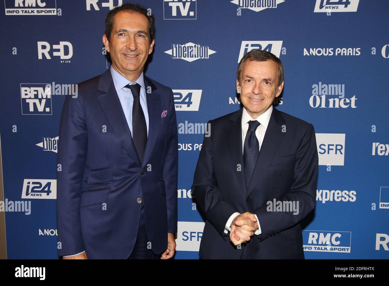 Patrick Drahi and Alain Weill attending Altice Campus Opening in Paris ...