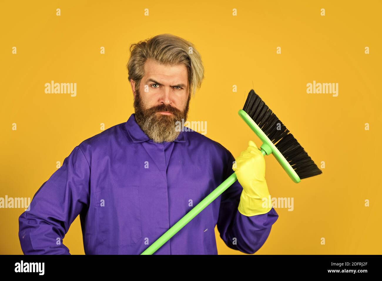 Janitor man sweeping. spring cleaning. clean service people. mature ...