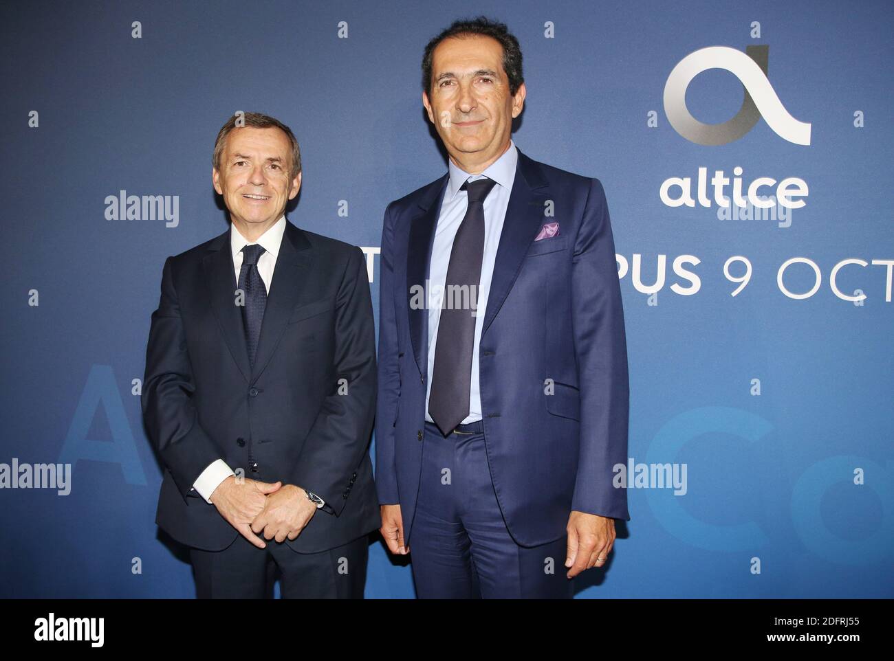 Alain Weill and Patrick Drahi attending Altice Campus Opening in Paris ...