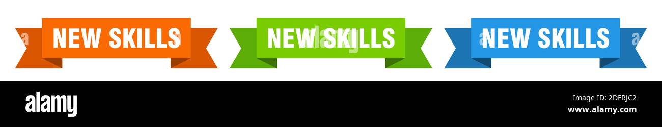 new skills ribbon. new skills isolated paper banner. sign Stock Vector ...