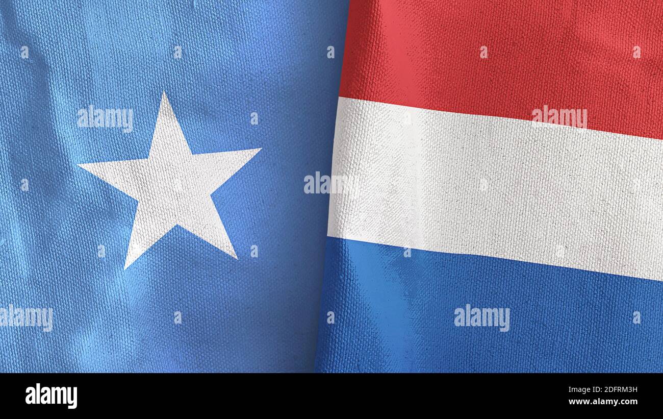 Netherlands and Somalia two flags textile cloth 3D rendering Stock ...