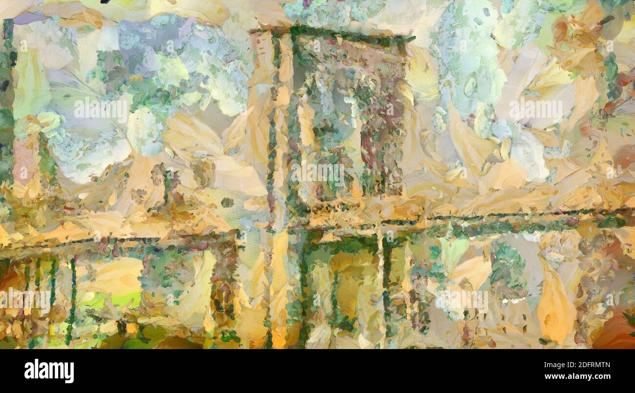 Oil painting. Brooklyn bridge. 3D rendering Stock Photo - Alamy