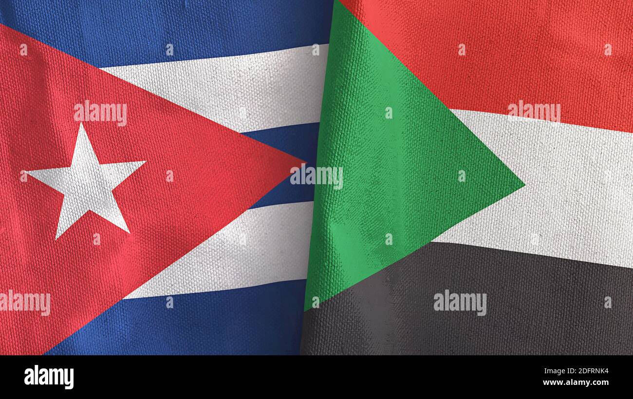 Sudan and Cuba two flags textile cloth 3D rendering Stock Photo - Alamy