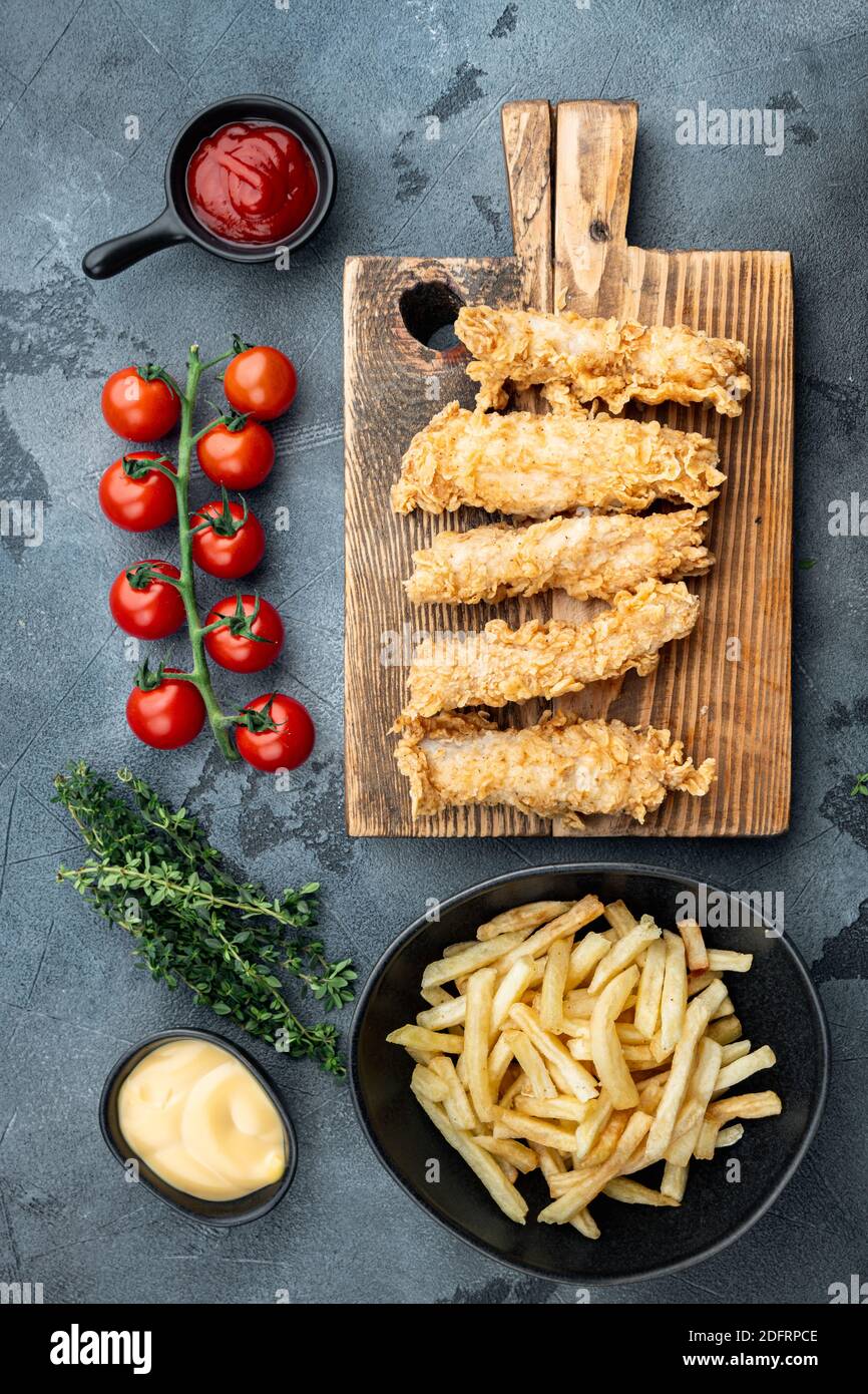 Fried crispy chicken stripes hi-res stock photography and images - Alamy
