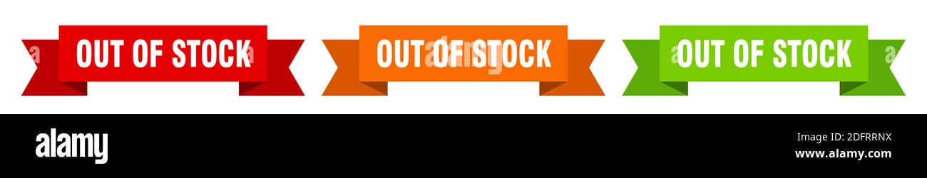out of stock ribbon. out of stock isolated paper banner. sign Stock ...