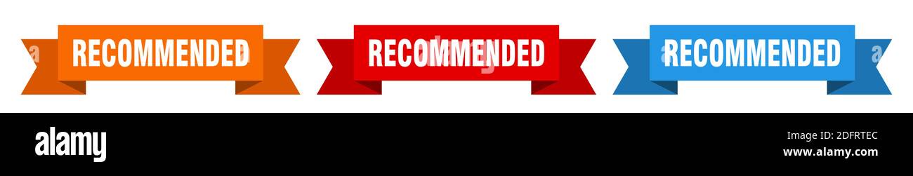 recommended ribbon. recommended isolated paper banner. sign Stock ...