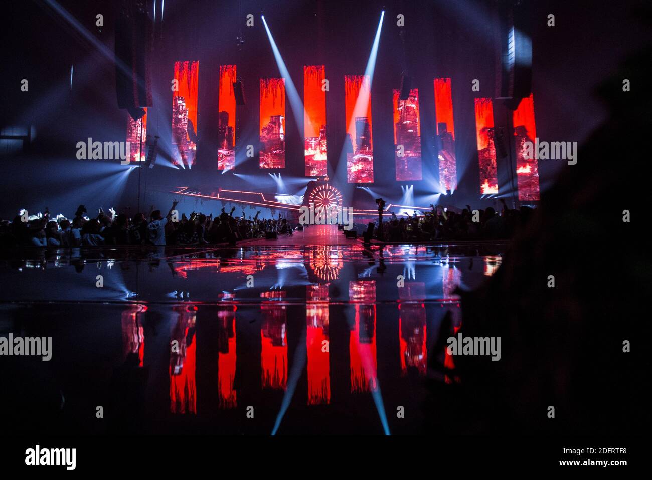 Singer Booba perform at U Arena Paris La Defense in Nanterre, France ...