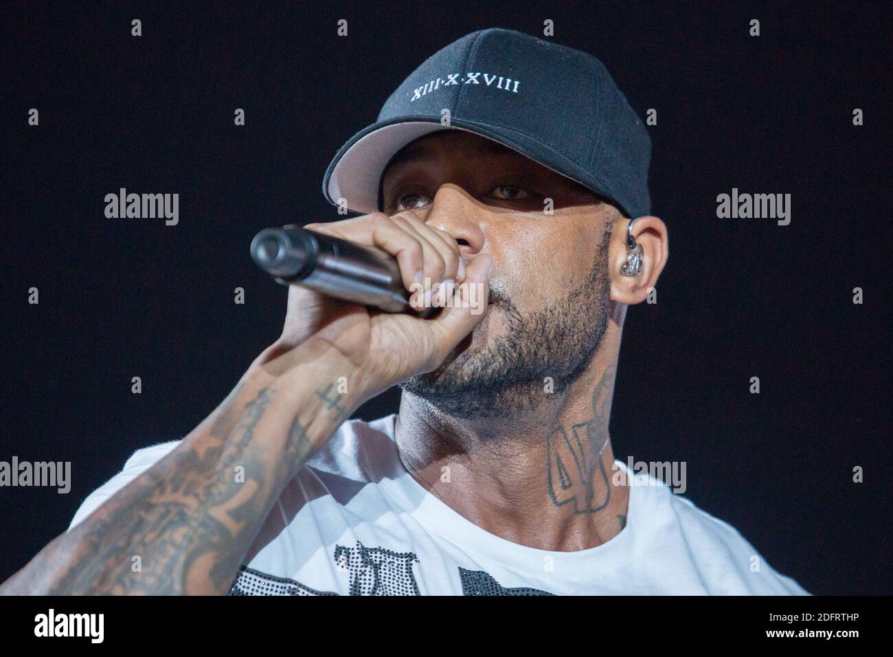 Singer Booba perform at U Arena Paris La Defense in Nanterre, France ...