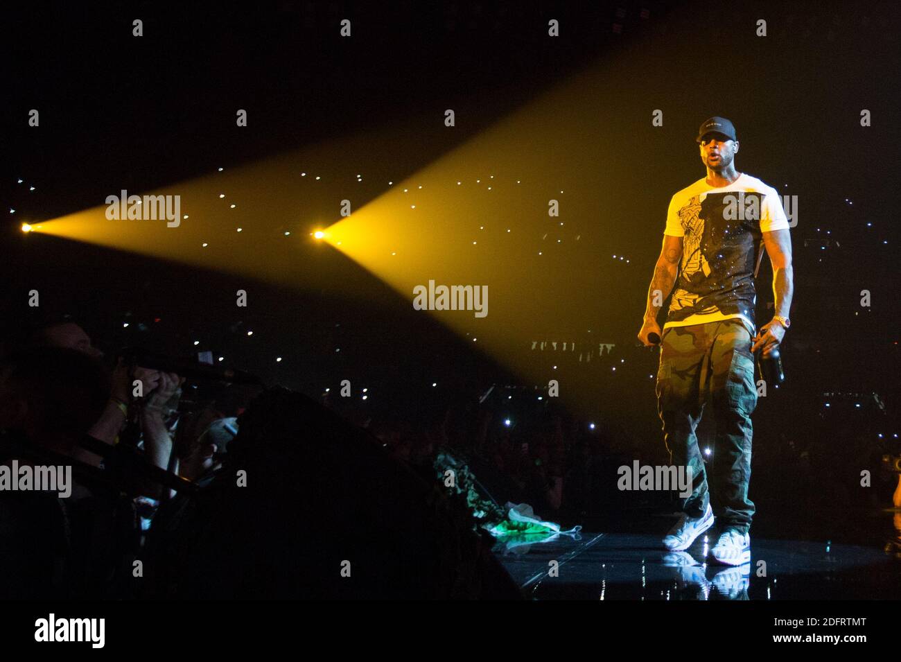 Singer Booba perform at U Arena Paris La Defense in Nanterre, France ...