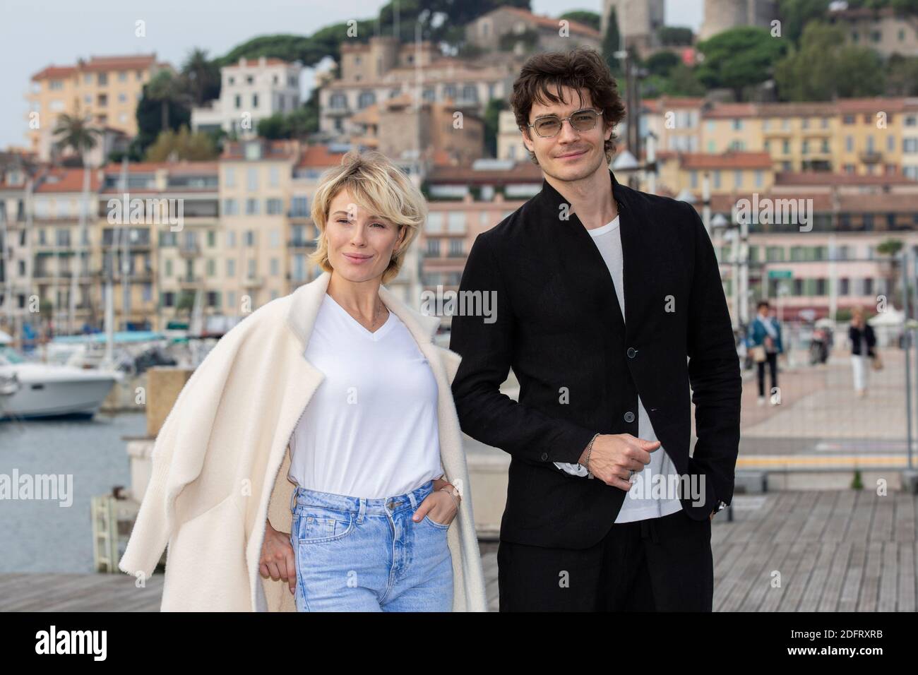 Viktoria Maslova, Maxim Matveev pose at the photocall of 'Trigger ...