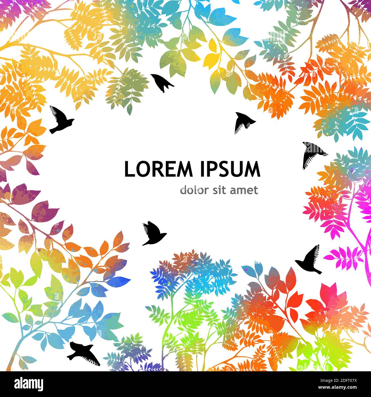 Background frame made of colorful leaves. Vector illustration Stock ...