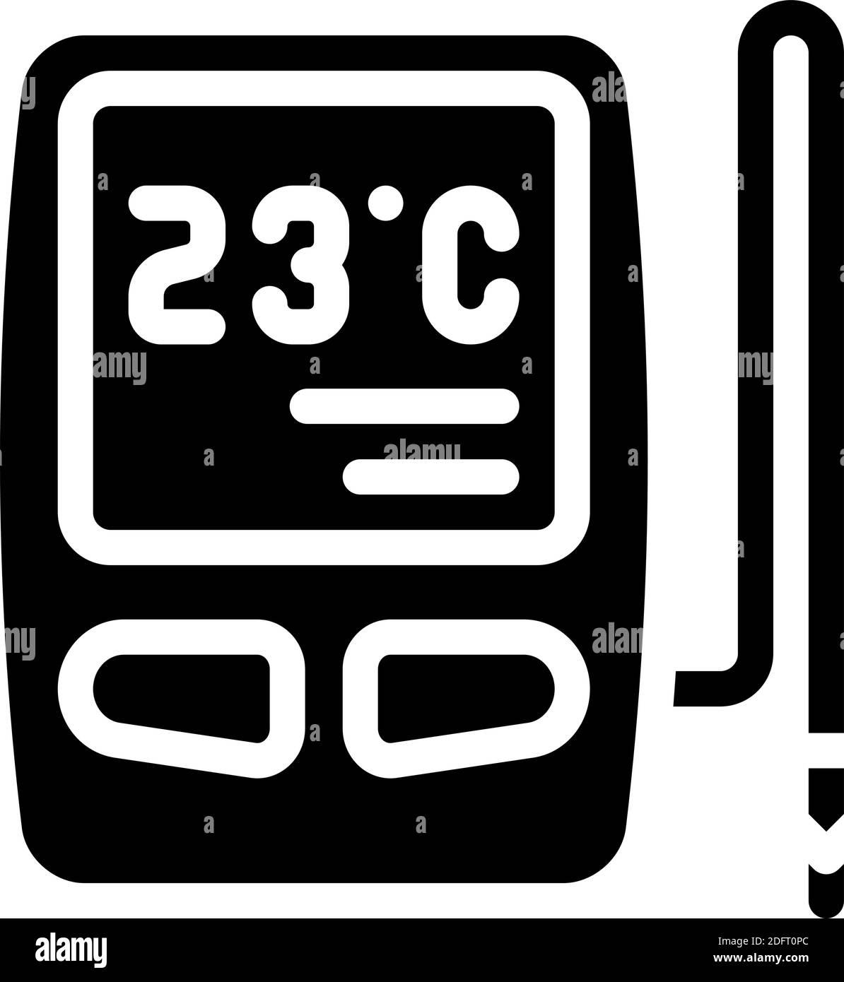 digital thermometer with sensor glyph icon vector illustration Stock ...