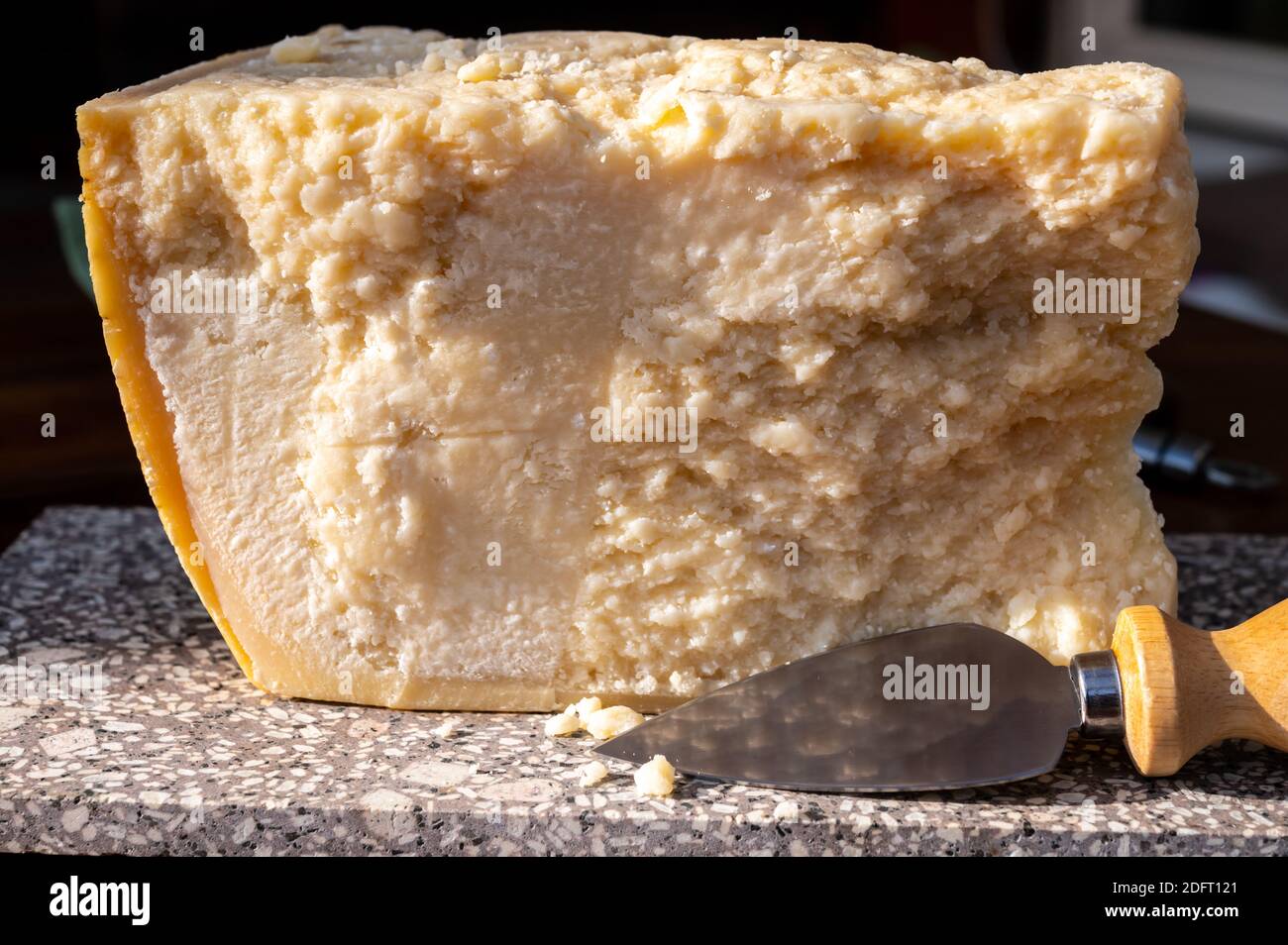 Cheese collection, hard yellow Italian cheese parmesan or parmigiano ...