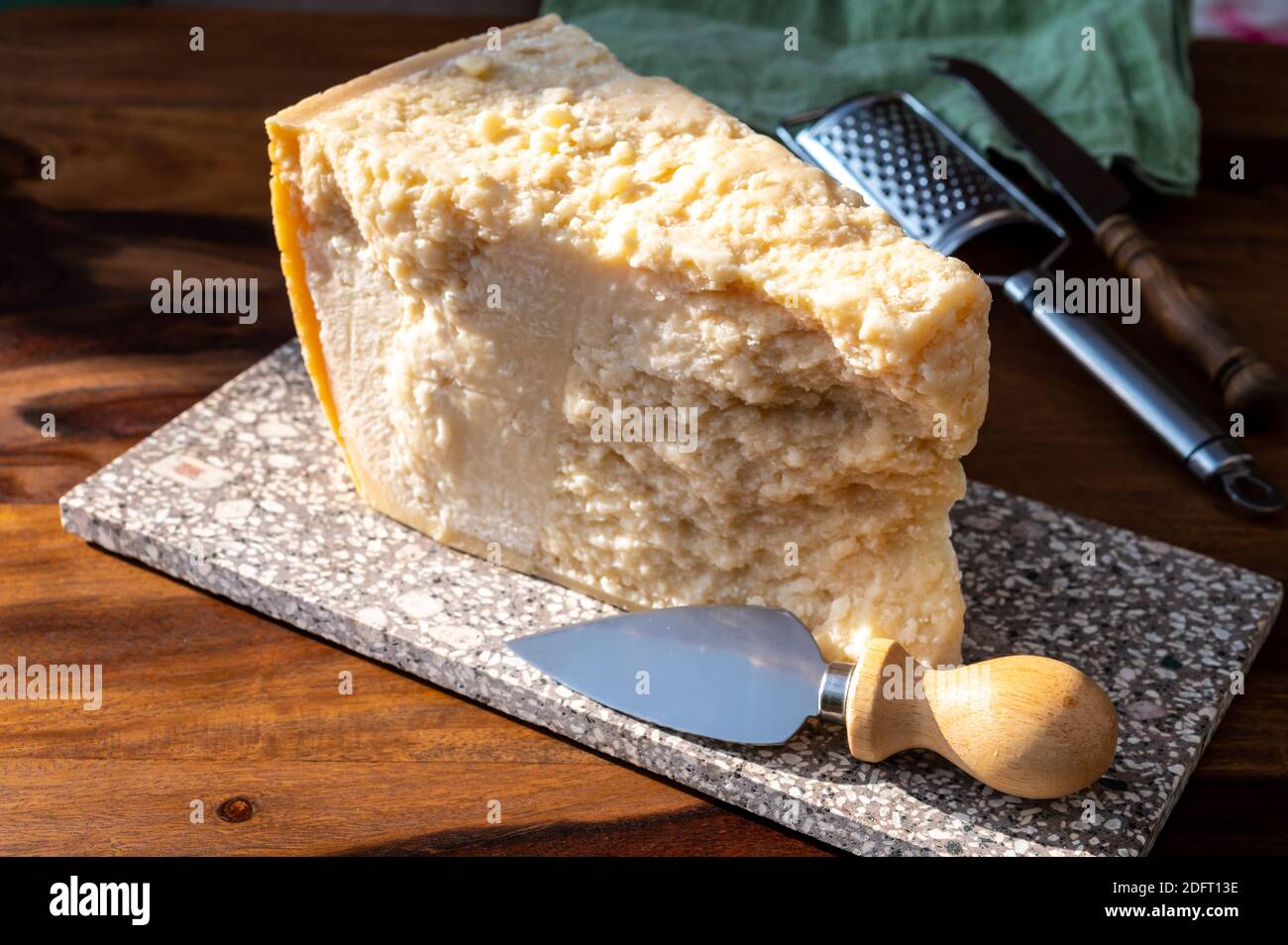 Cheese collection, hard yellow Italian cheese parmesan or parmigiano ...