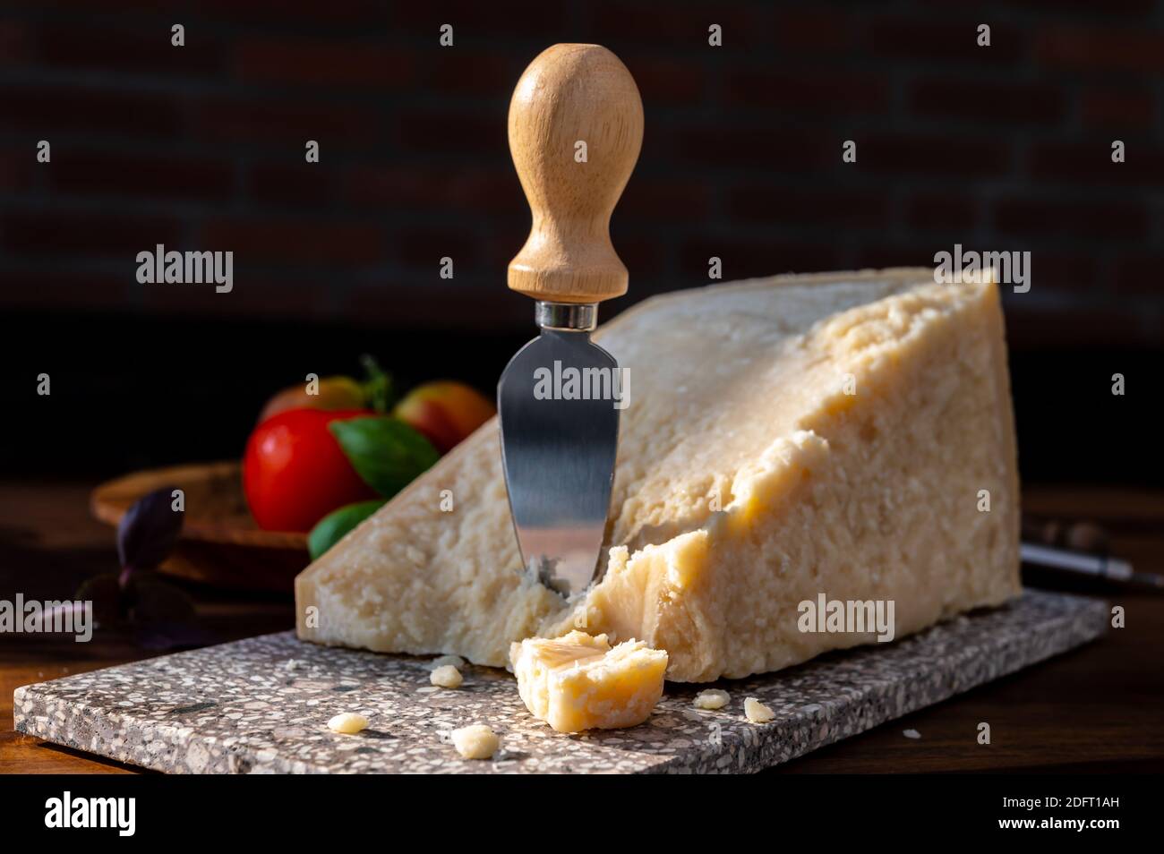 Cheese collection, hard yellow Italian cheese parmesan or parmigiano ...