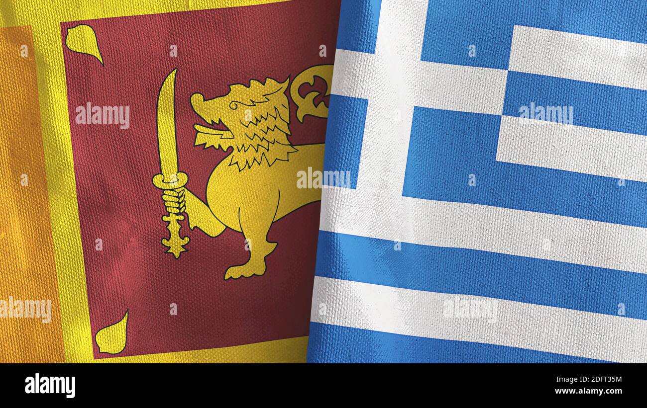 Greece and Sri Lanka two flags textile cloth 3D rendering Stock Photo ...