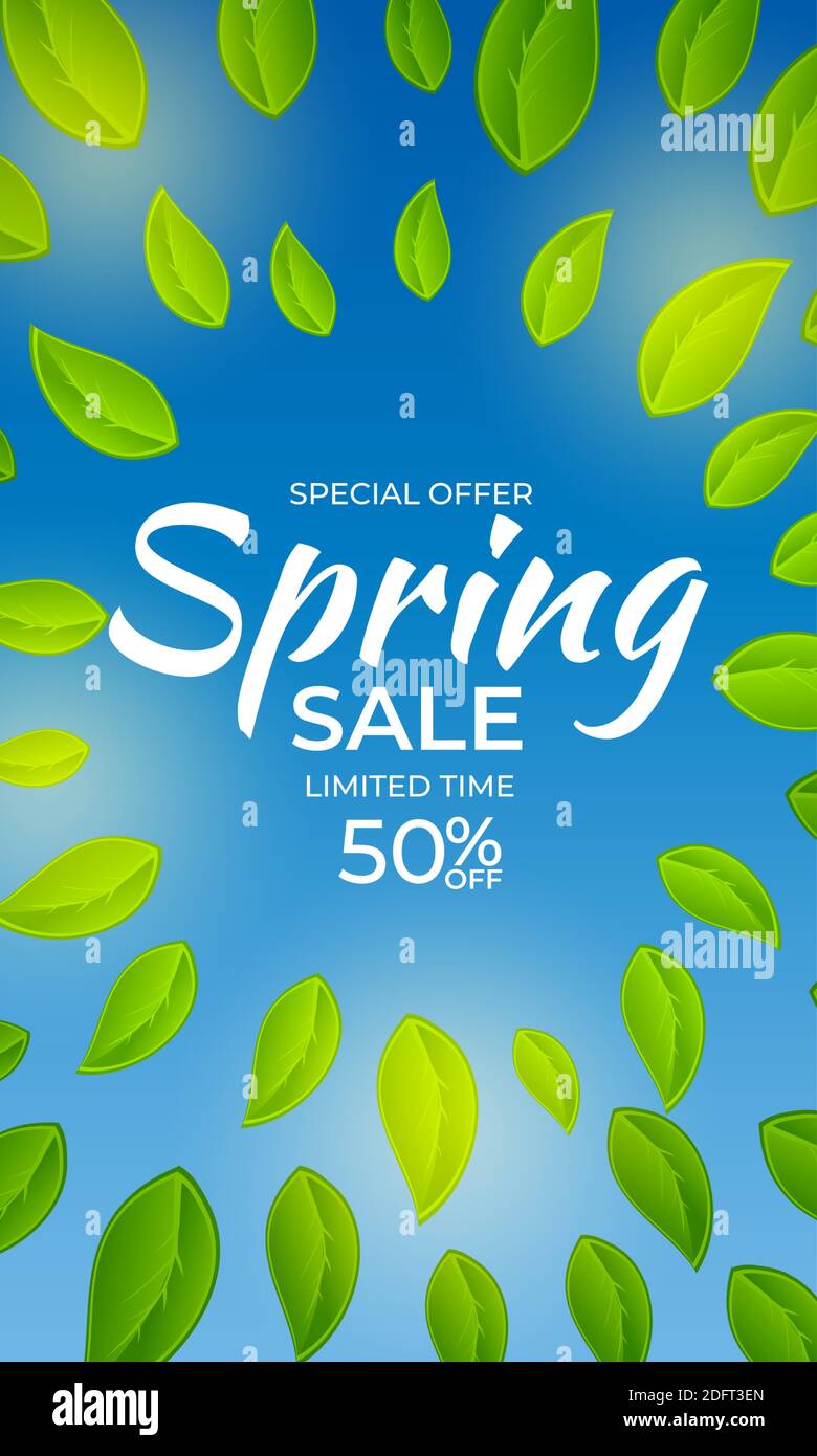 Natural Light Spring Sale Poster Banner Background with Green Sunny ...