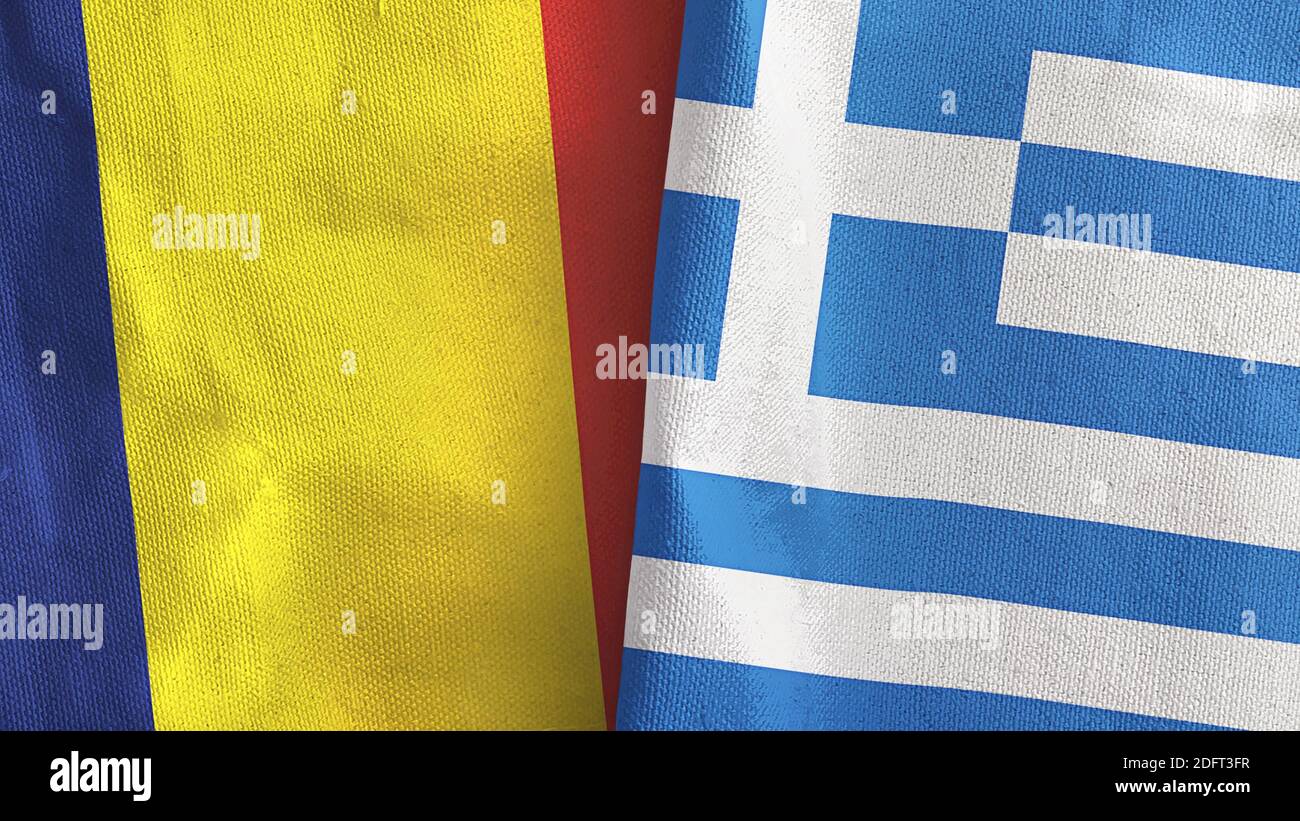 Greece and Chad two flags textile cloth 3D rendering Stock Photo - Alamy