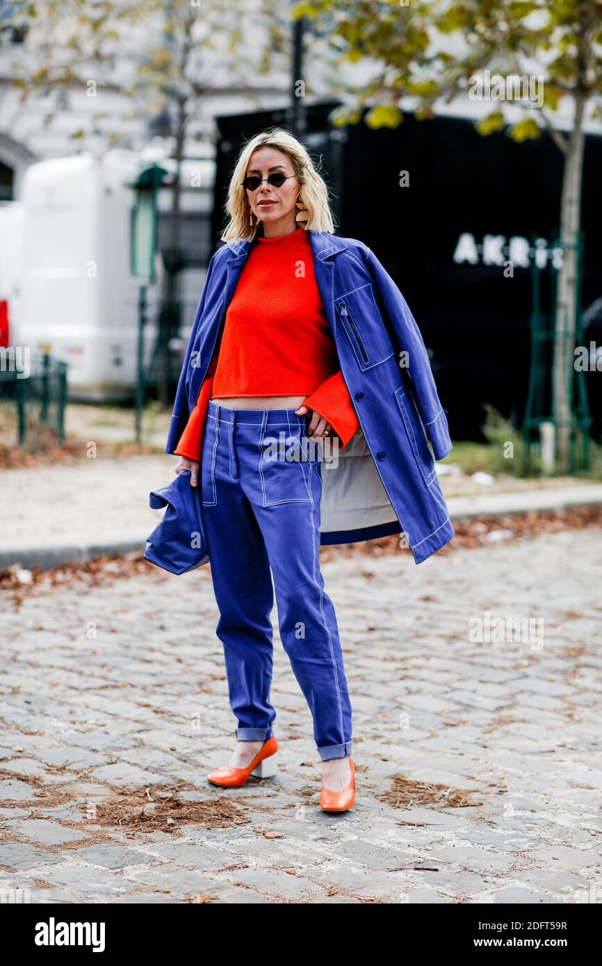 Street style, Mary Lawless Lee arriving at Akris spring summer 2019 ...