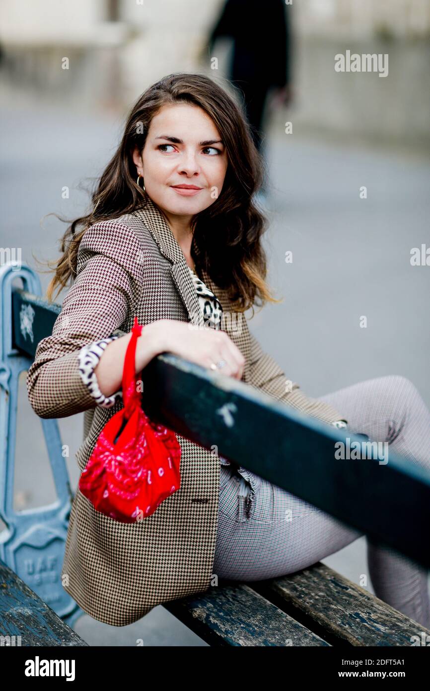 Street style, Mathilde Margail arriving at Valentino spring summer 2019 ...