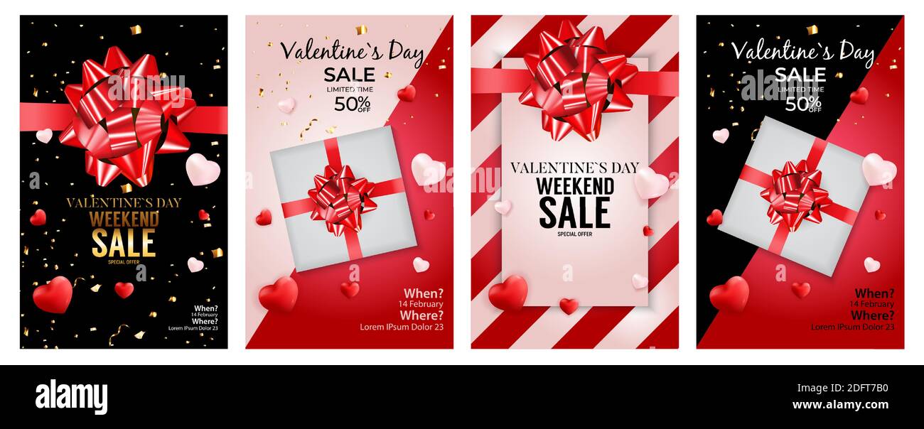 Valentine's Day Love banner set Background Design. Template for ...