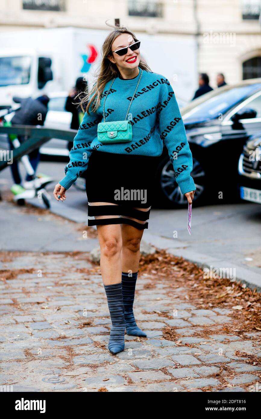 Street style, Sonja Kovac arriving at Leonard spring summer 2019 ready ...