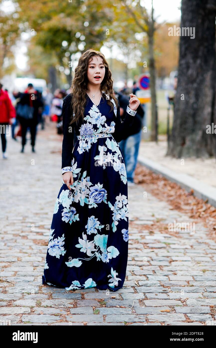 Street style, Zhang Zining arriving at Leonard spring summer 2019 ready ...