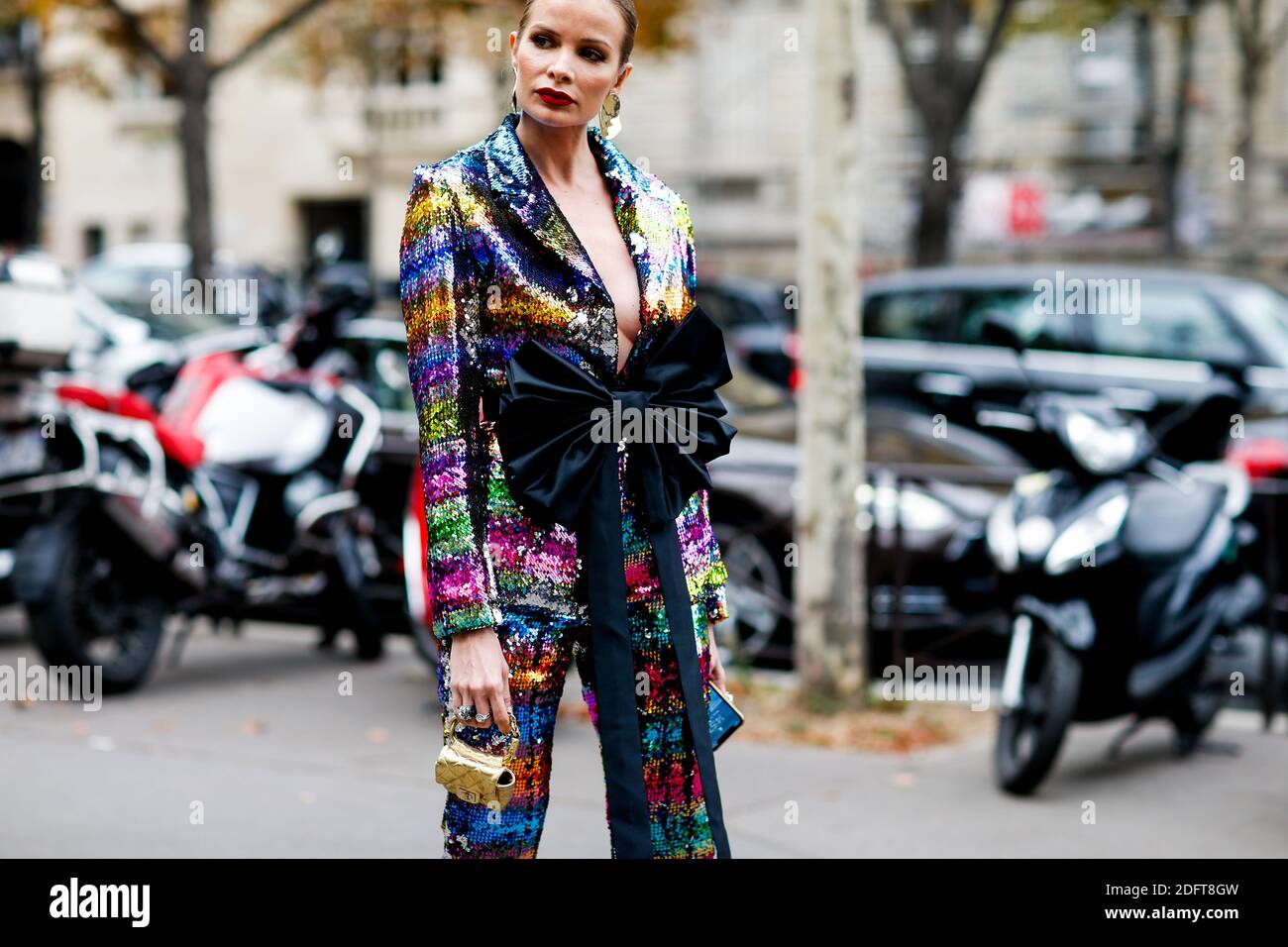 Street style, Leonora Jimenez arriving at Miu Miu spring summer 2019 ...