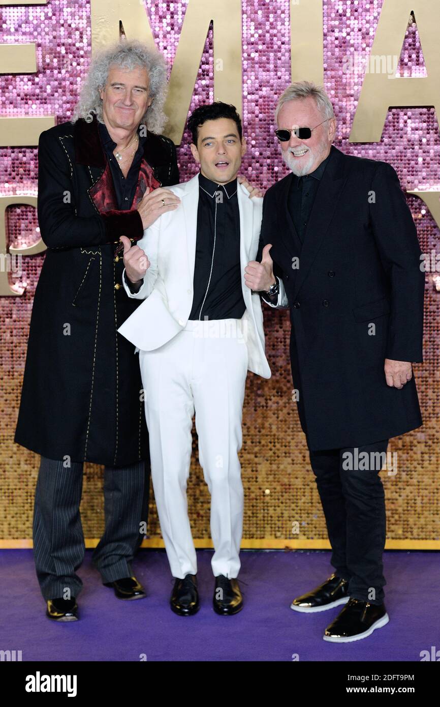 Brian May, Rami Malek and Roger Taylor attending the Bohemian Rhapsody ...