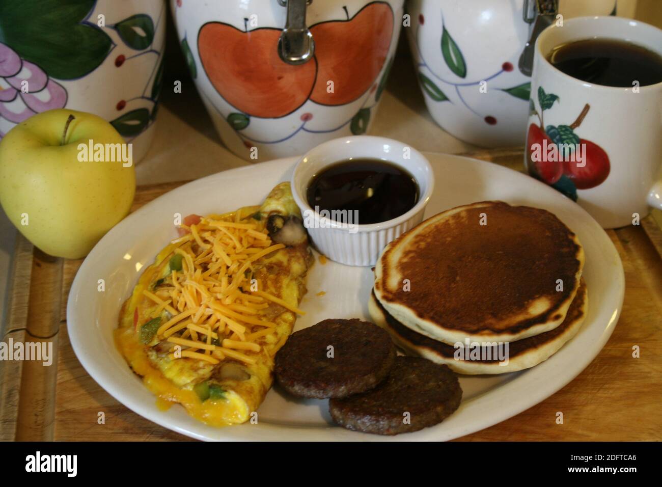 Breakfast Midwest Style. Omelet short stack and sausage Stock Photo - Alamy