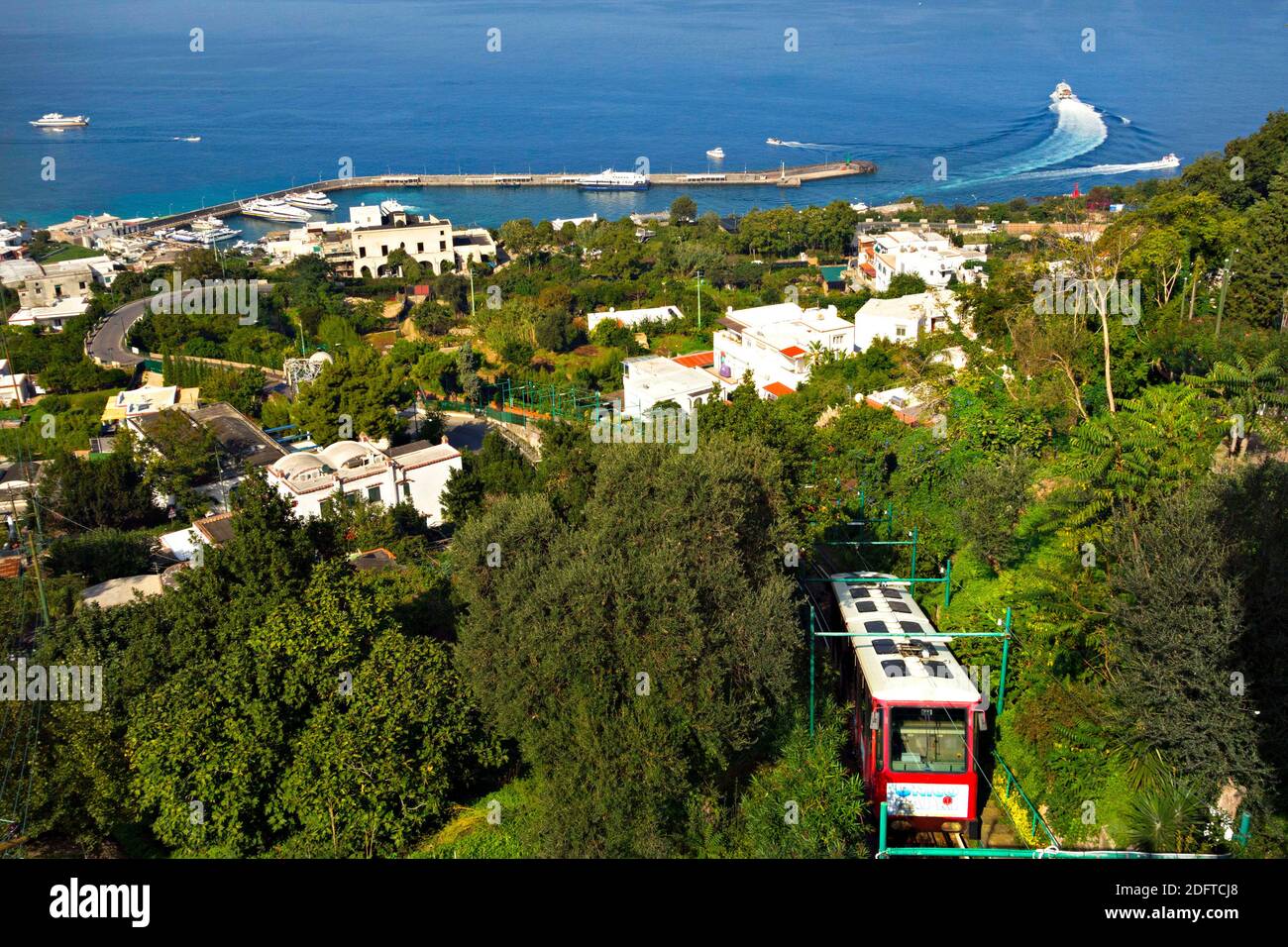 The Funicular and Marina Grande, Capri, Campania, Italy, Europe Stock ...