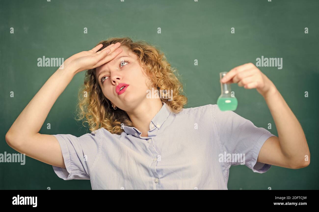 Disgusting experiment. College student performing chemical reaction ...
