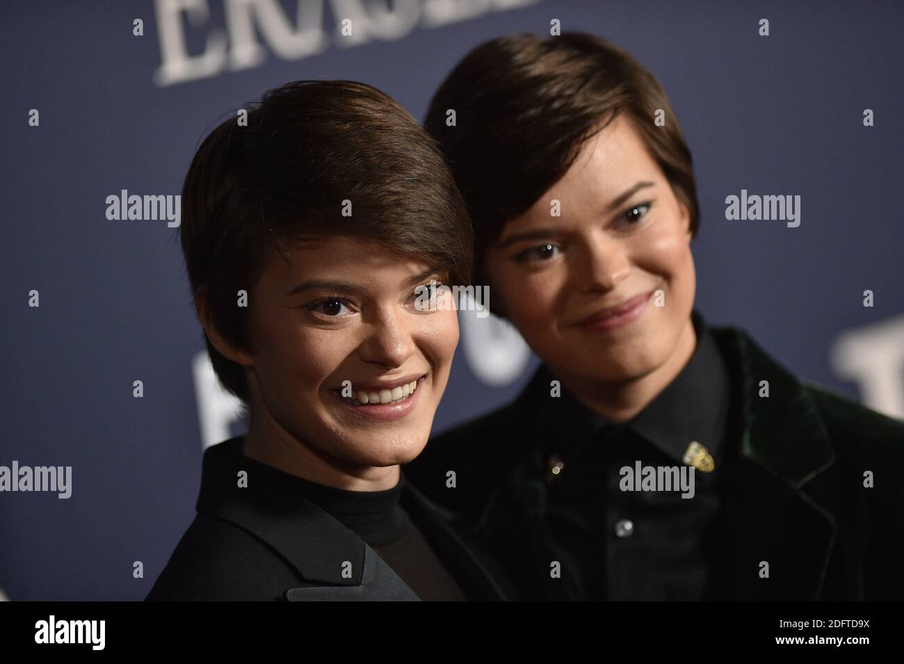 Emily Hinkler and her sister attend the premiere of Focus Features ...