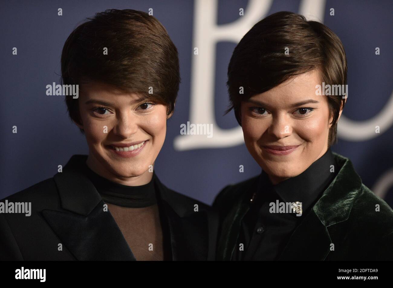 Emily Hinkler and her sister attend the premiere of Focus Features ...