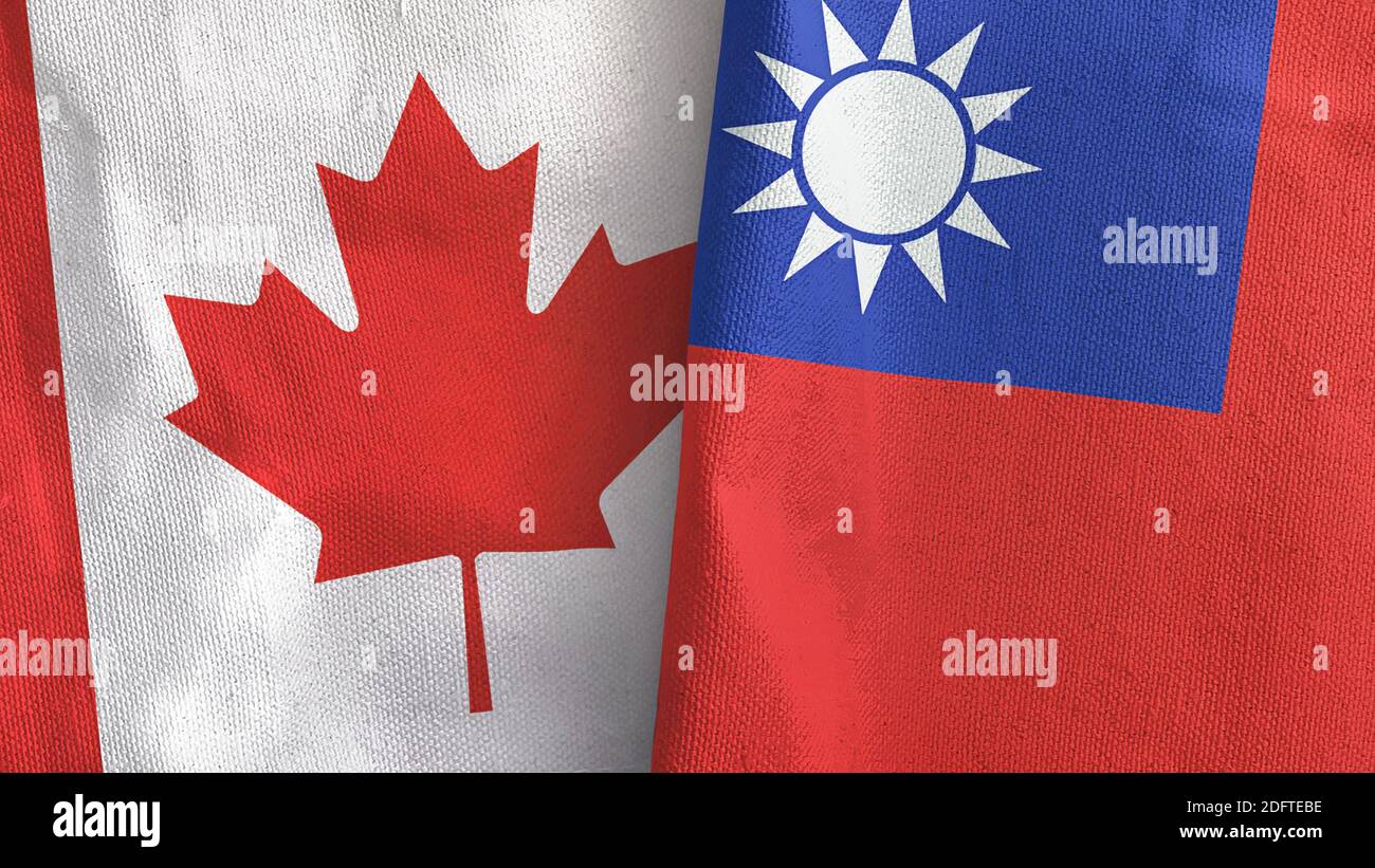 Taiwan and Canada two flags textile cloth 3D rendering Stock Photo - Alamy