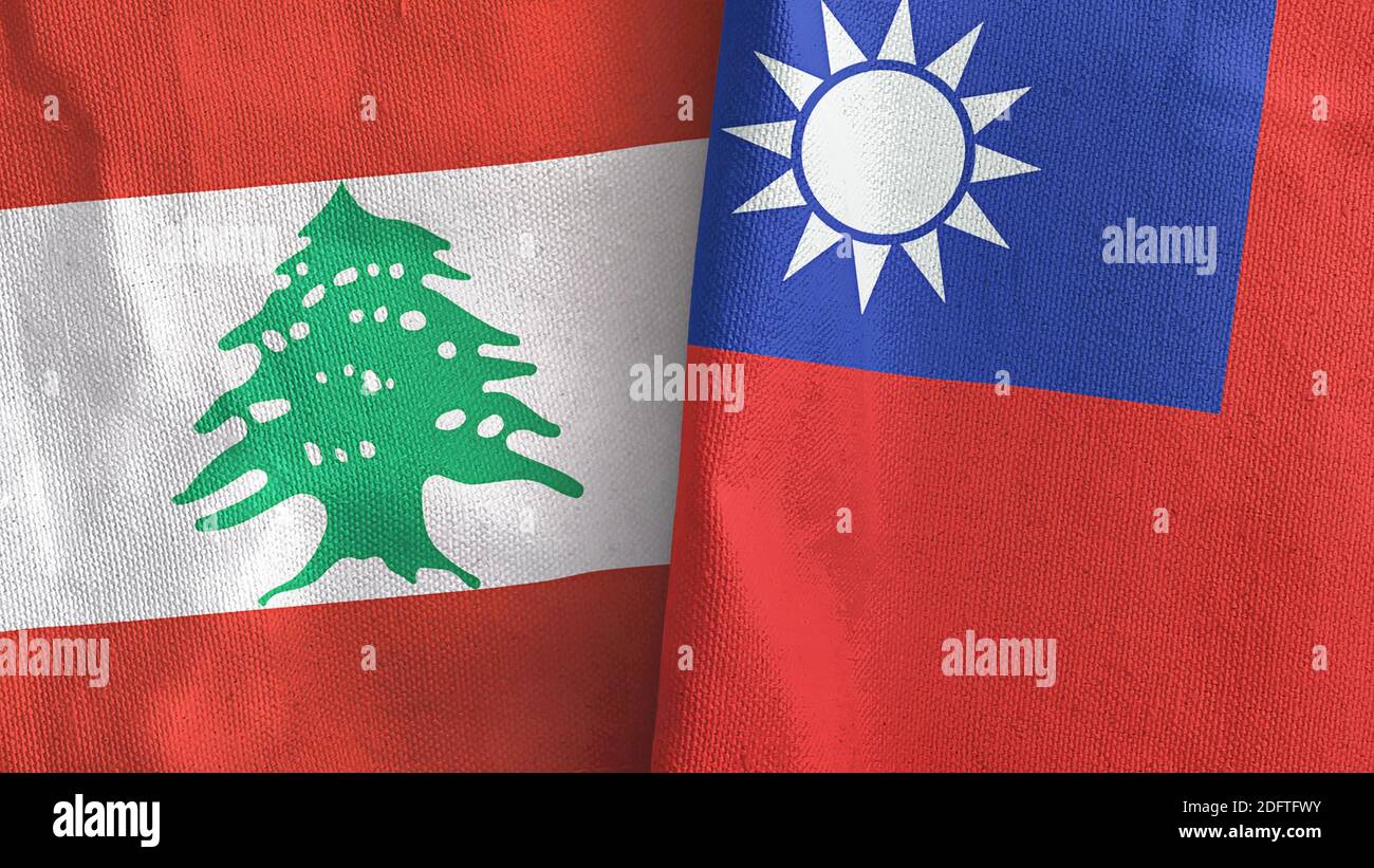 Taiwan and Lebanon two flags textile cloth 3D rendering Stock Photo - Alamy