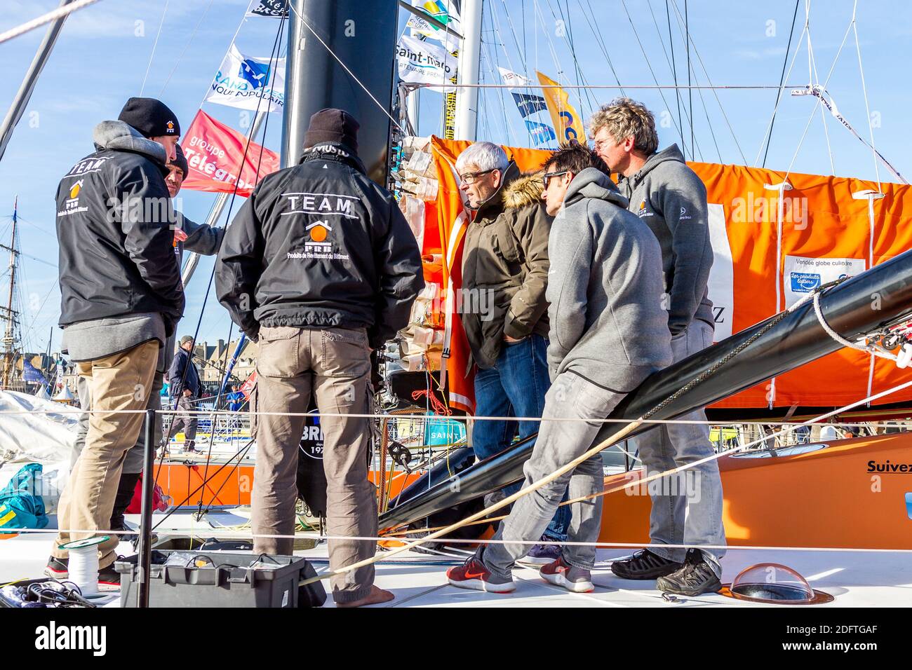 French skipper Vincent Riou onboard his Class Imoca monohull PRB ...