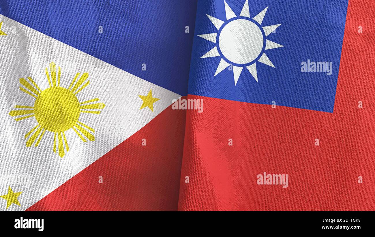 Taiwan and Philippines two flags textile cloth 3D rendering Stock Photo ...