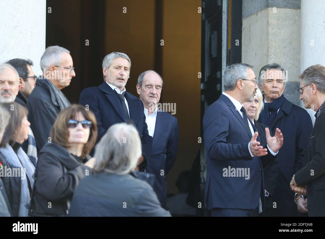 Pierre Lescure, Antoine de Caunes during the funeral of French ...