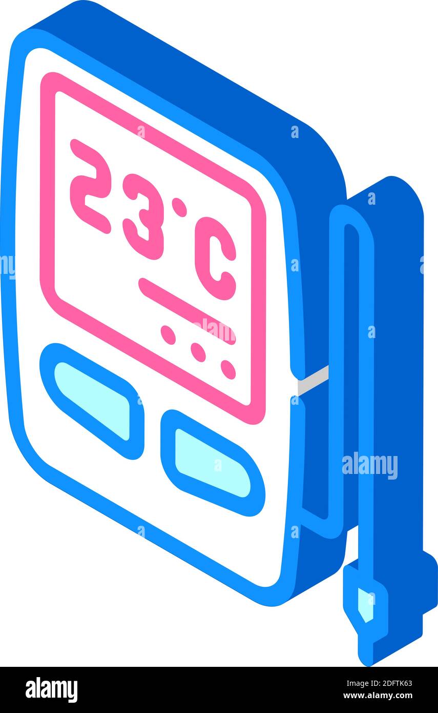 digital thermometer with sensor isometric icon vector illustration ...