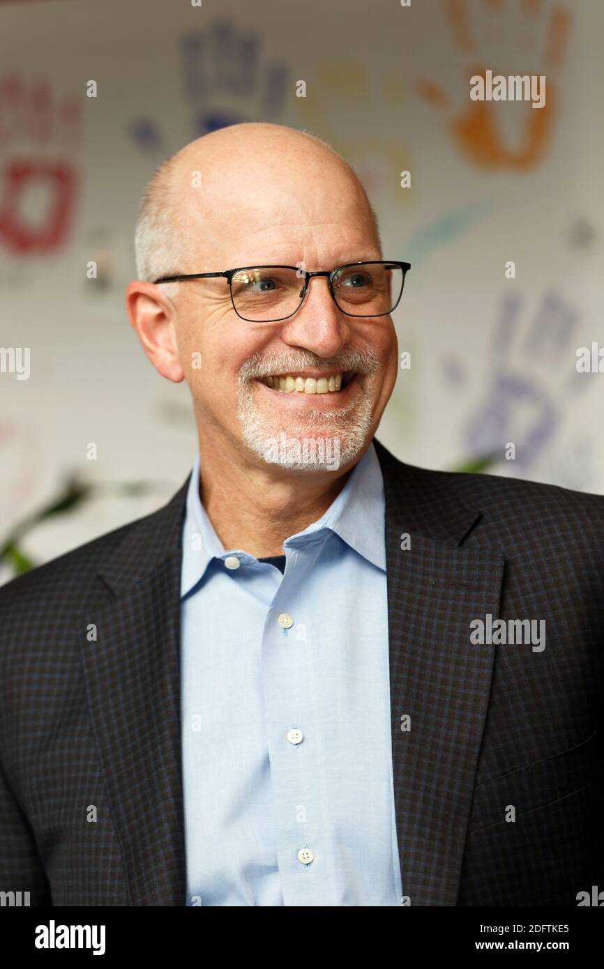 General Mills CEO Jeff Harmening attends the visit of the Haagen-Dazs ...