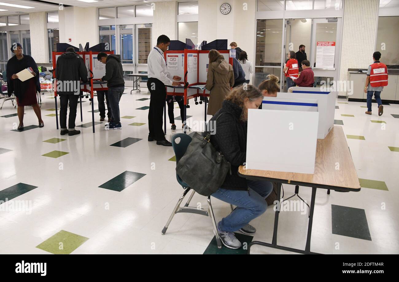 Voters are heading to the polls inside a school on Tuesday to cast ...