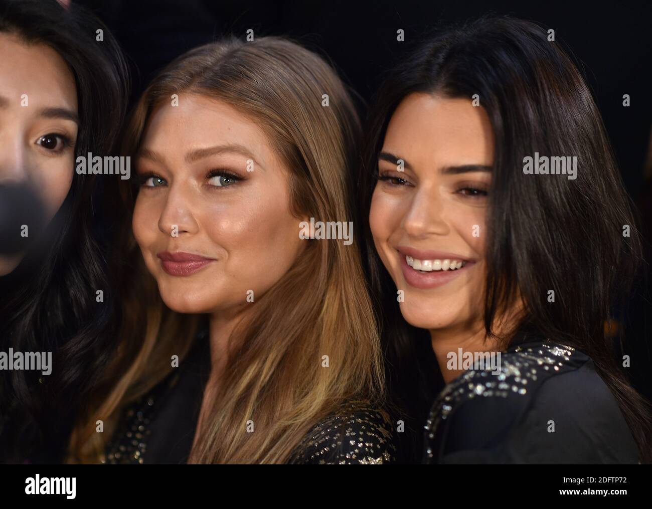 Gigi Hadid and Kendall Jenner posing backstage of the 2018 Victoria's ...